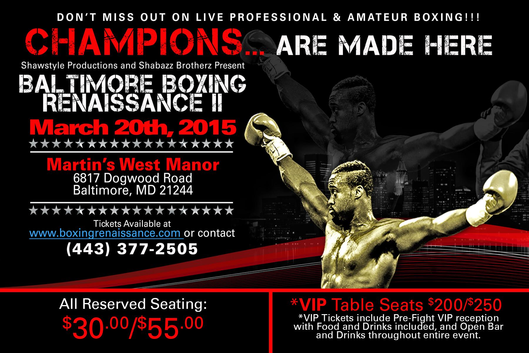 Baltimore Boxing Renaissance II Tickets in Baltimore, MD, United States