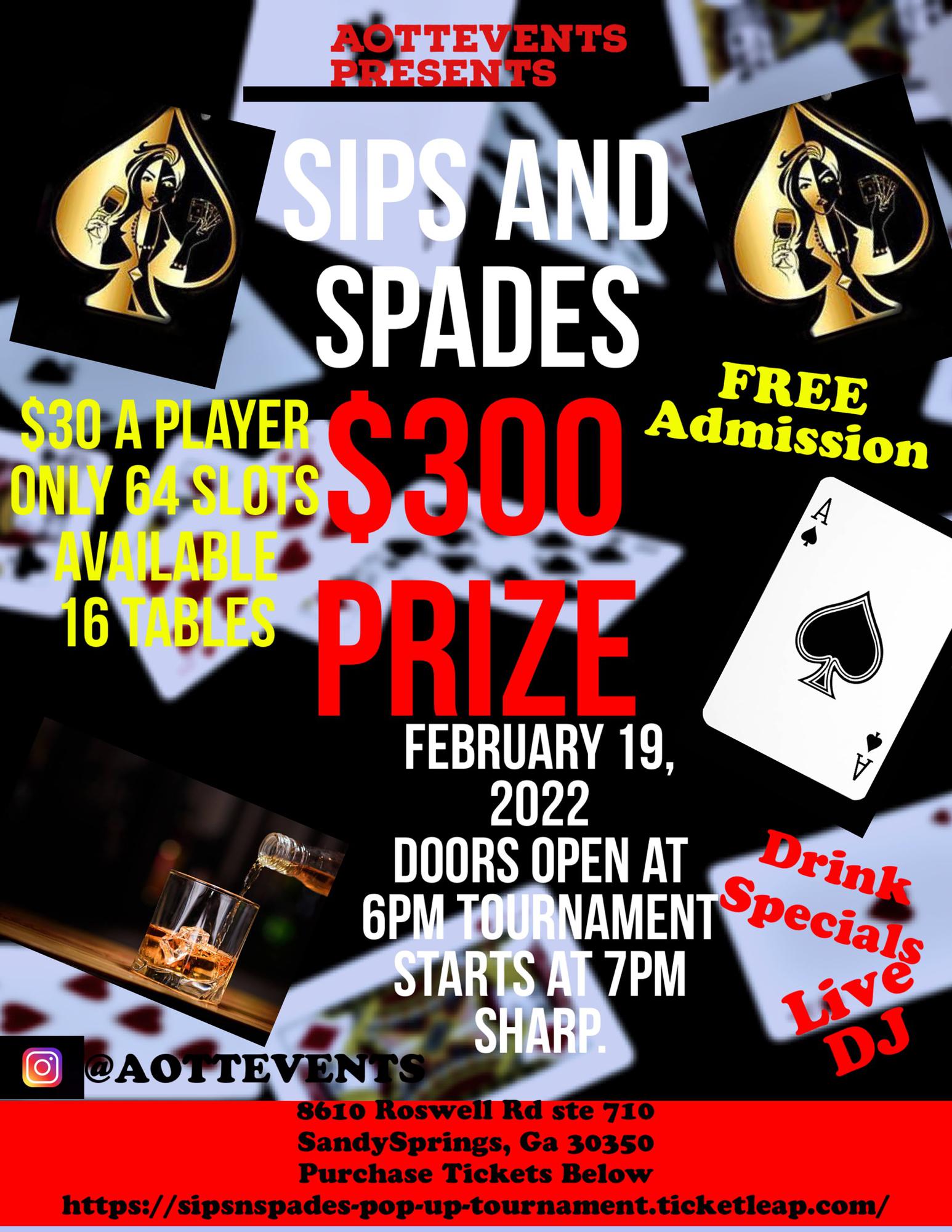 Sips & Spades Pop-up Tournament - 18 MAR 2022