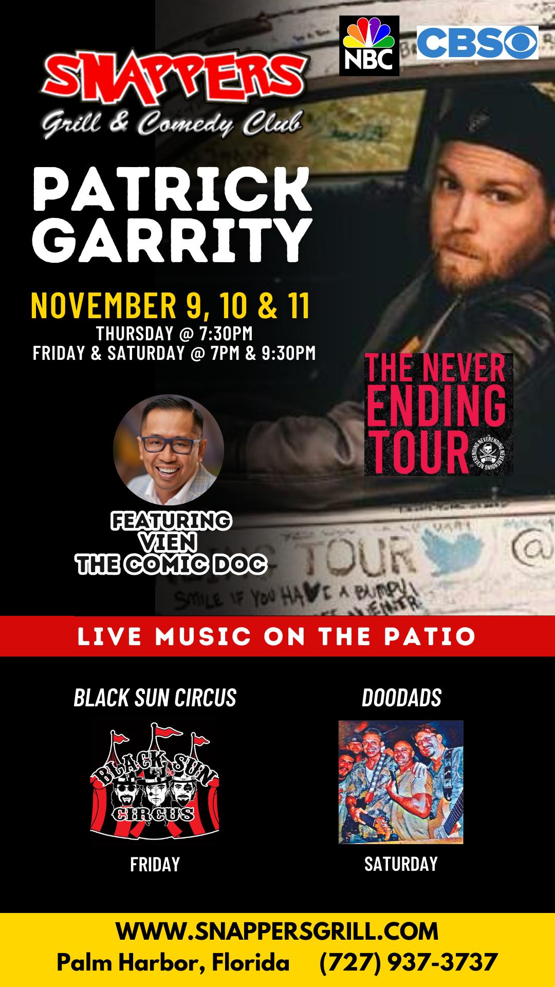 Patrick Garrity Comedy Tour Tickets In Palm Harbor Fl United States