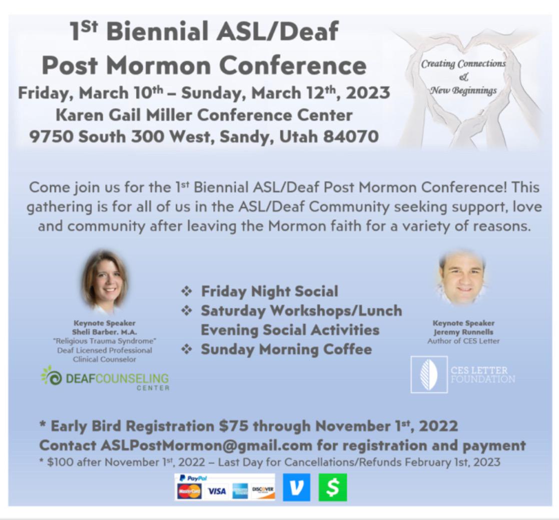 1st Biennial ASL Post Mormon Conference - 10 MAR 2023