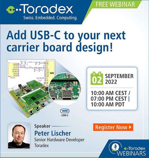 Webinar Add USB-C to your next carrier board design! - 2 SEP 2022